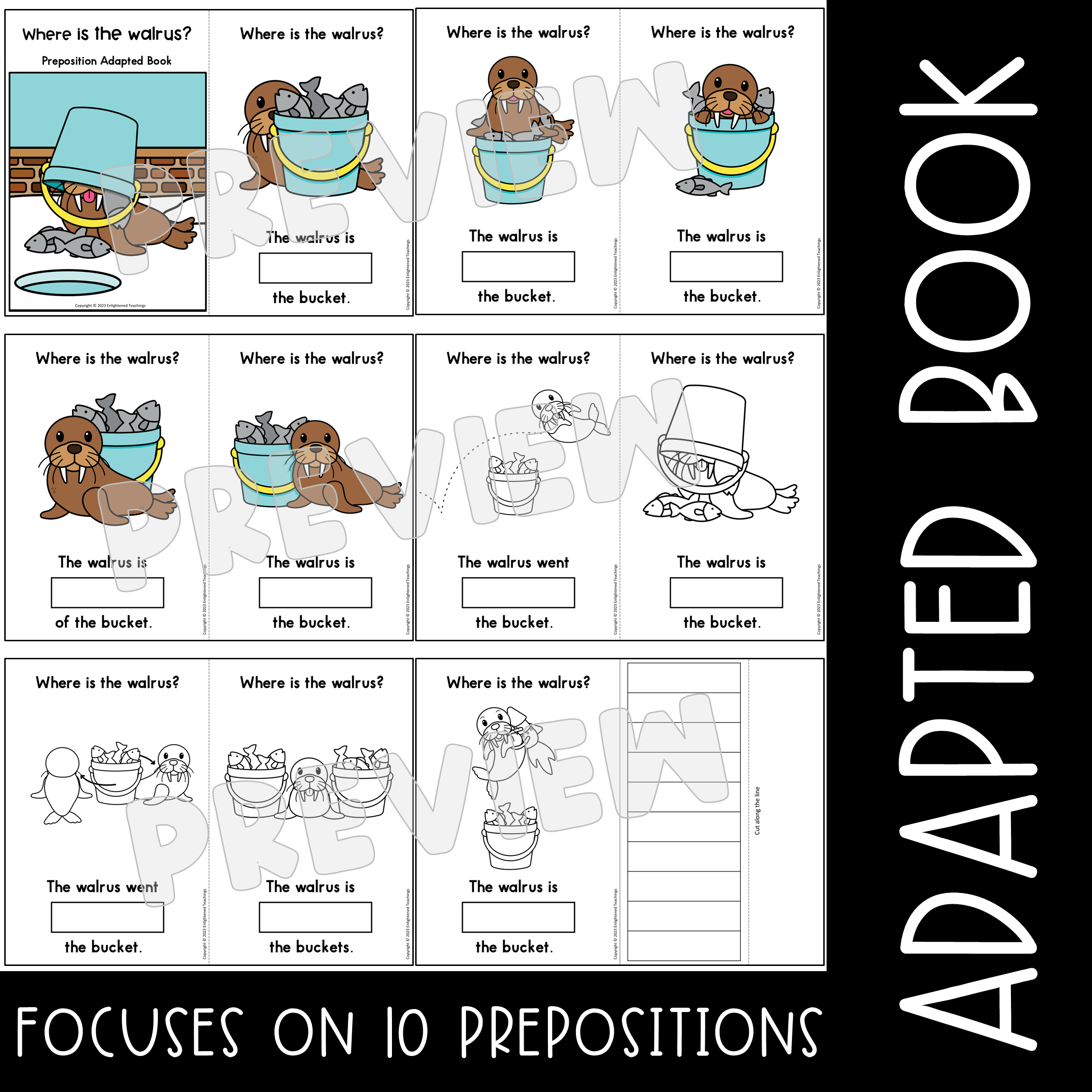 Zoo Prepositions Adapted Book Interactive Booklet Flash Cards - Walrus ...