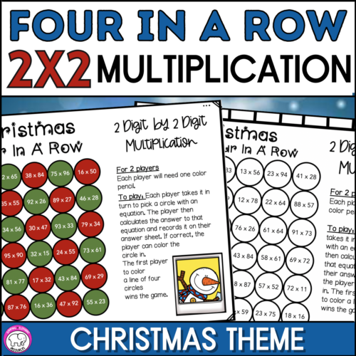 Christmas 2 Digit by 2 Digit Multiplication Four in A Row Math Games ...