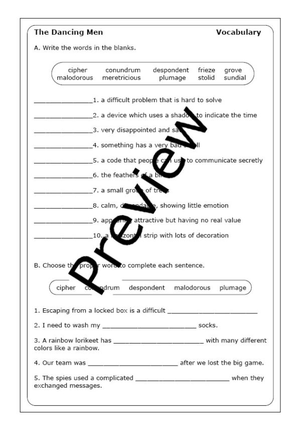 Arthur Conan Doyle "The Adventure of the Dancing Men" worksheets | Made ...