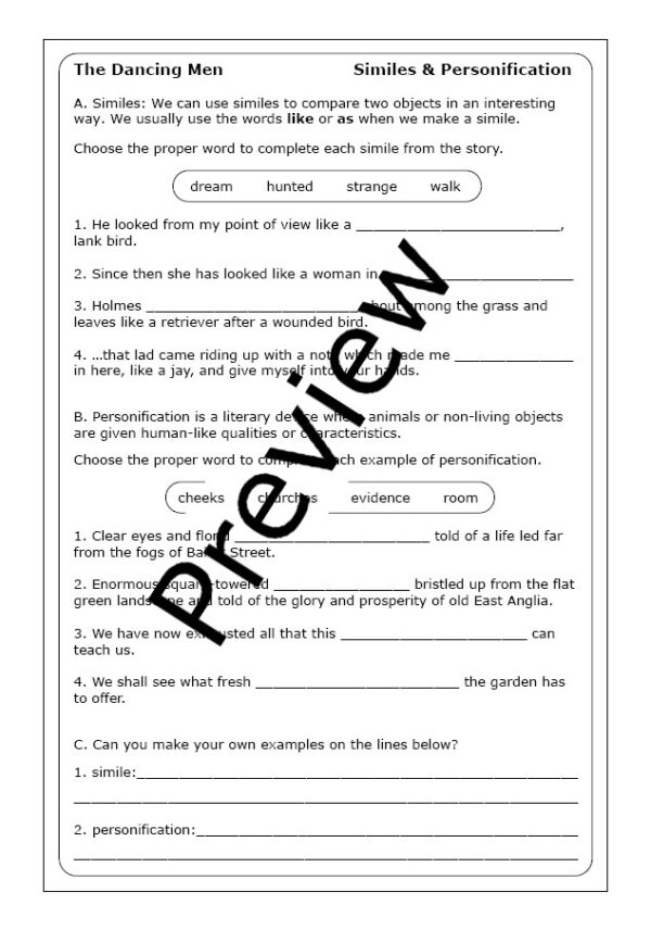 Arthur Conan Doyle "The Adventure of the Dancing Men" worksheets | Made ...