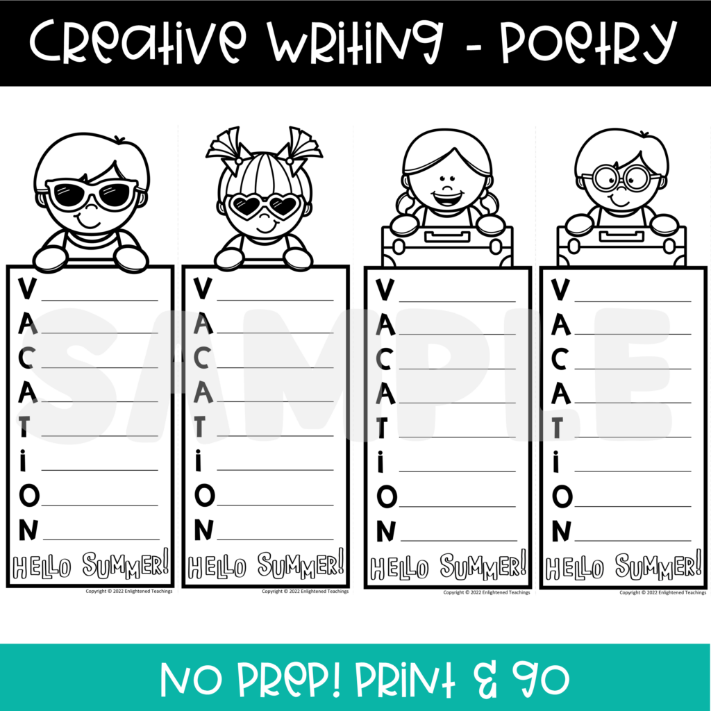 End of Year Summer creative writing prompts and acrostic poems Bundle ...