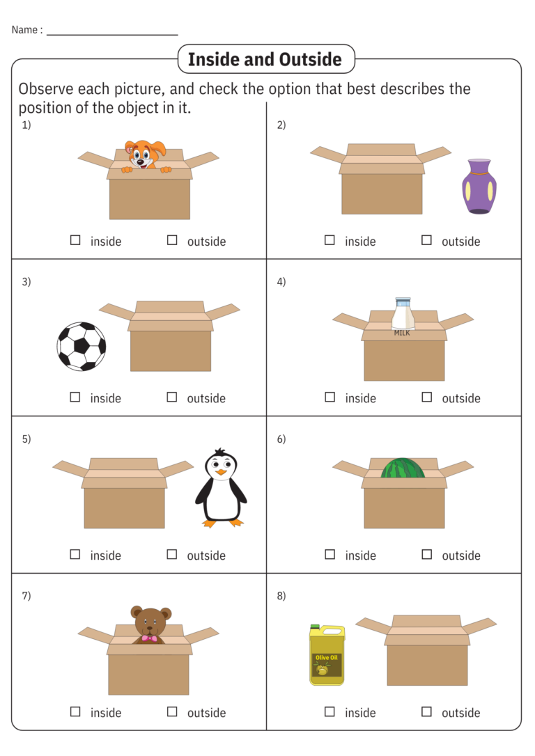 printable inside and outside worksheets for grade 1, 2, 3 | Made By ...