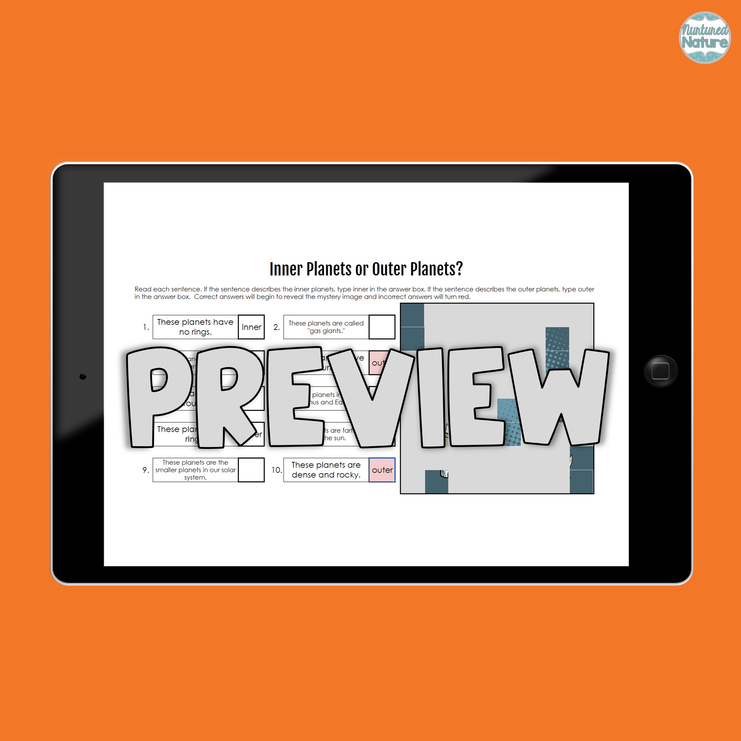 Inner or Outer Planets Digital Pixel Art Puzzle 1 Google Activity ...