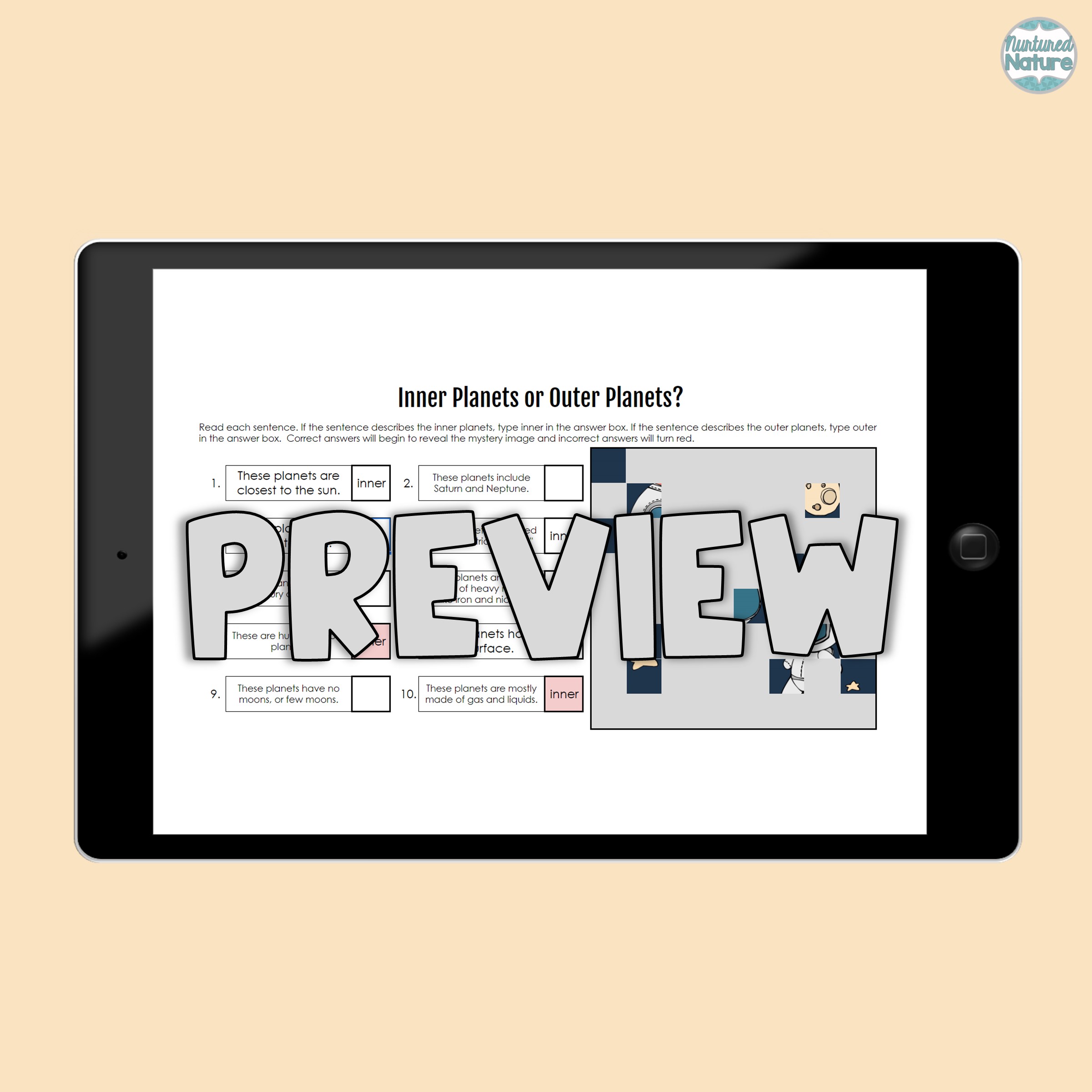 Inner or Outer Planets Digital Pixel Art Puzzle 2 Google Activity ...