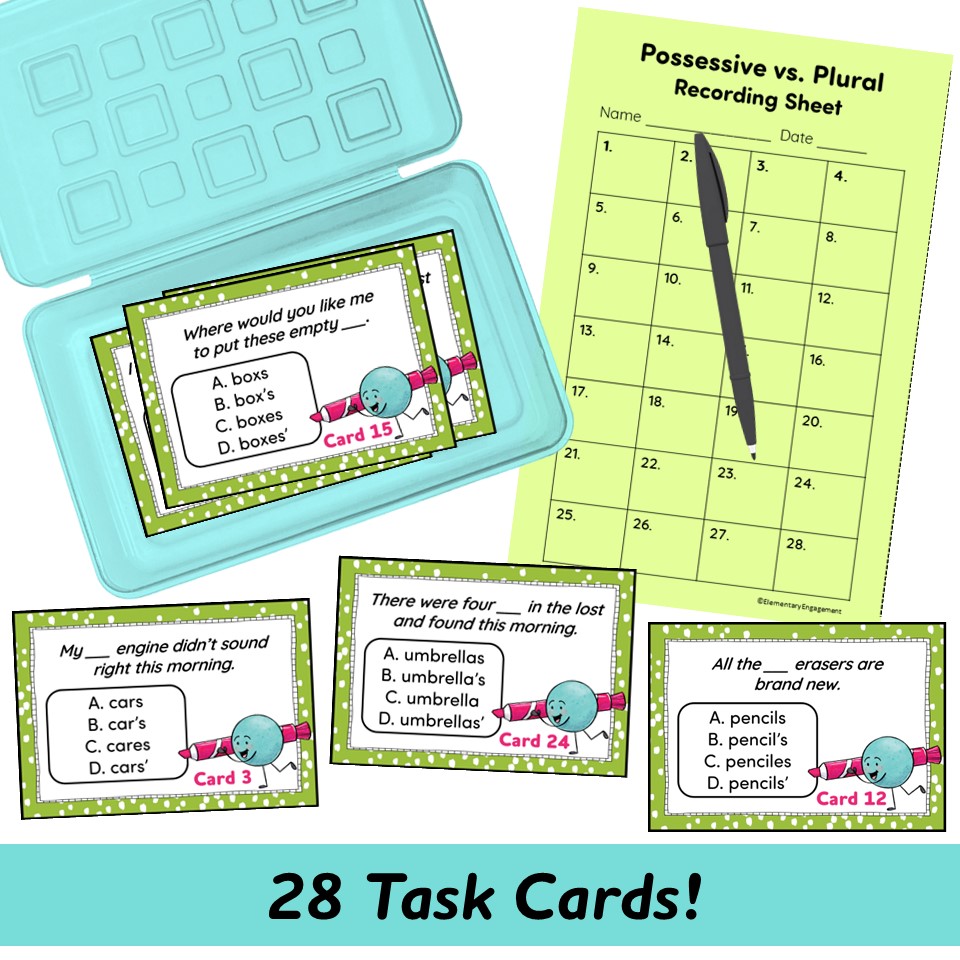 Plural and Possessive Nouns Print and Digital games with Task Cards ...