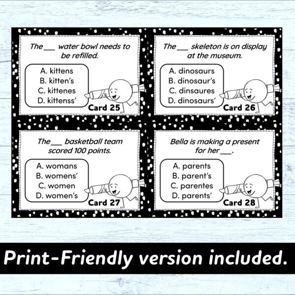 Plural and Possessive Nouns Print and Digital games with Task Cards ...
