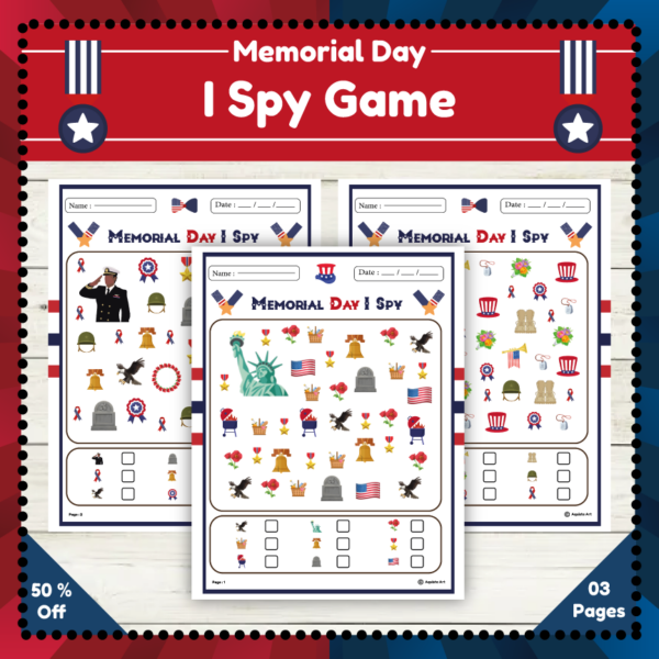 Memorial Day I Spy Game : Search and Count - Made By Teachers