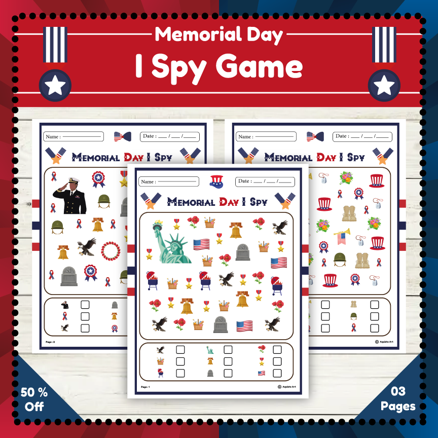 Memorial Day I Spy Game : Search and Count | Made By Teachers