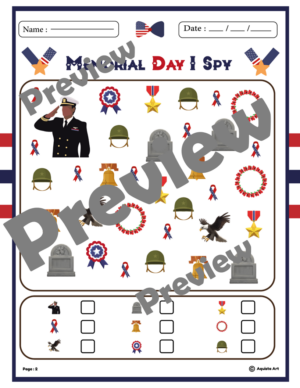 Memorial Day I Spy Game : Search and Count | Made By Teachers