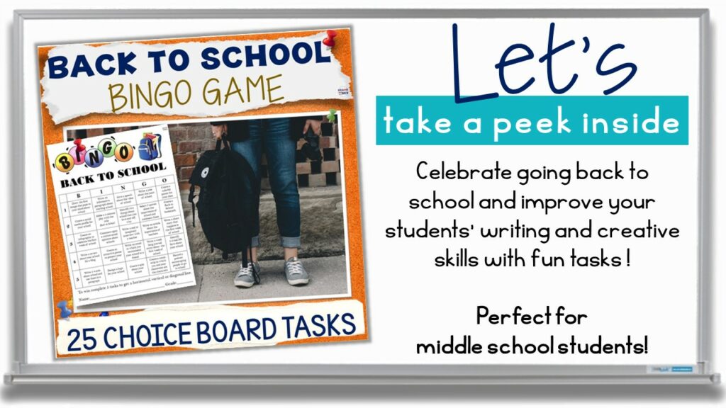 Back to School Activities Bingo Game - NO PREP Choice Board Tasks ...