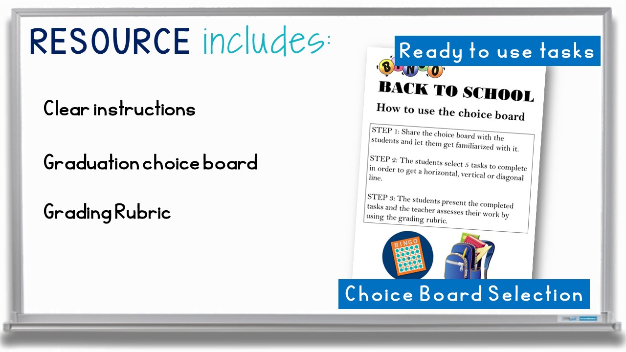 Back to School Activities Bingo Game - NO PREP Choice Board Tasks ...