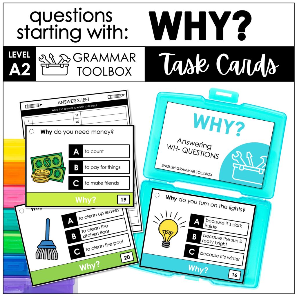WHY Questions - WH Question Comprehension Task Cards | Made By Teachers