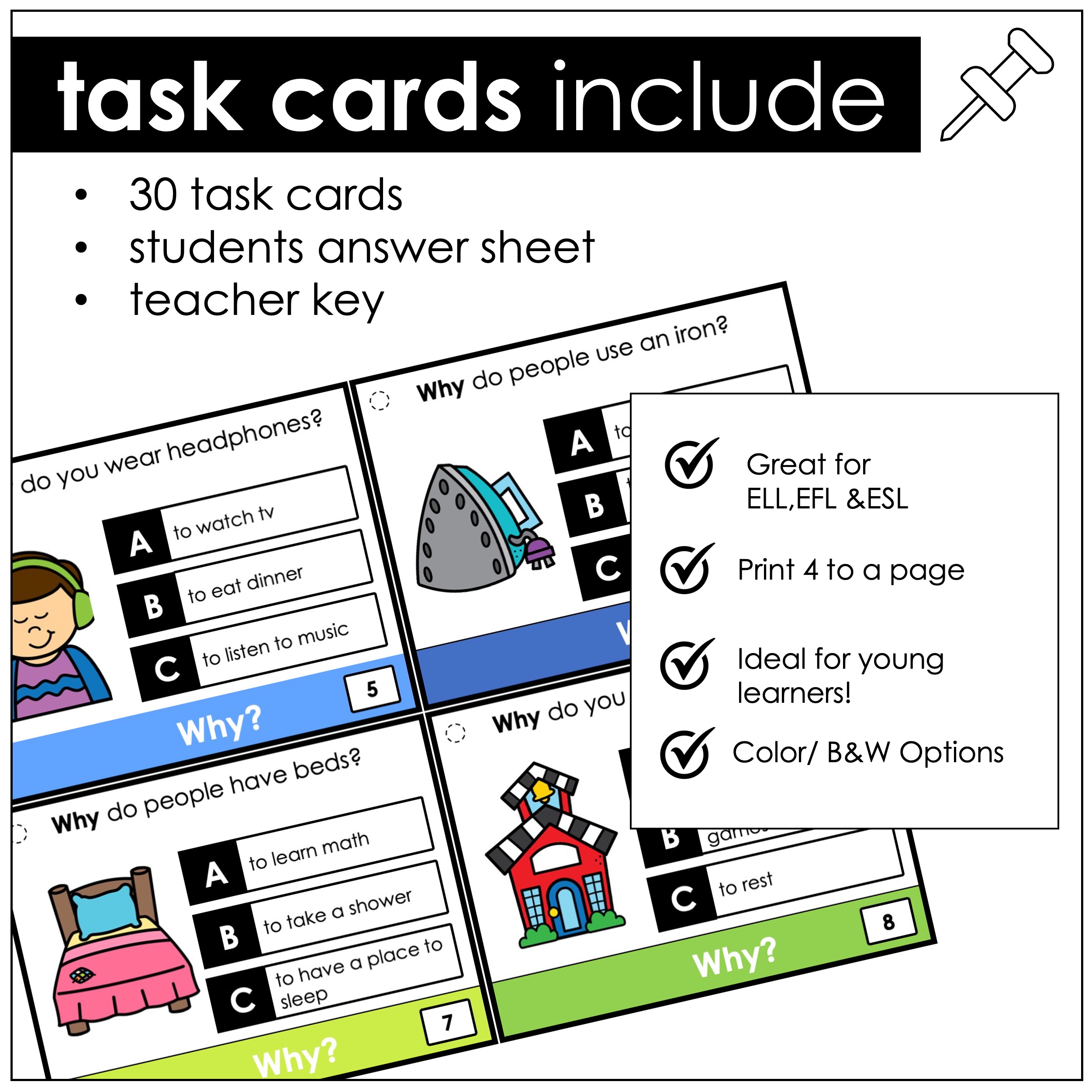 WHY Questions - WH Question Comprehension Task Cards | Made By Teachers