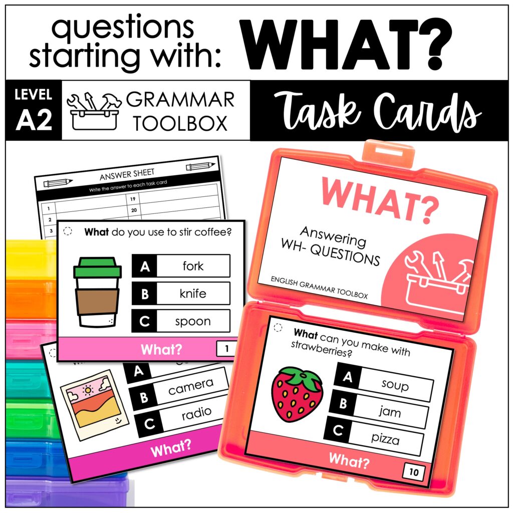 WHAT Questions - WH Question Word Comprehension Task Cards | Made By ...