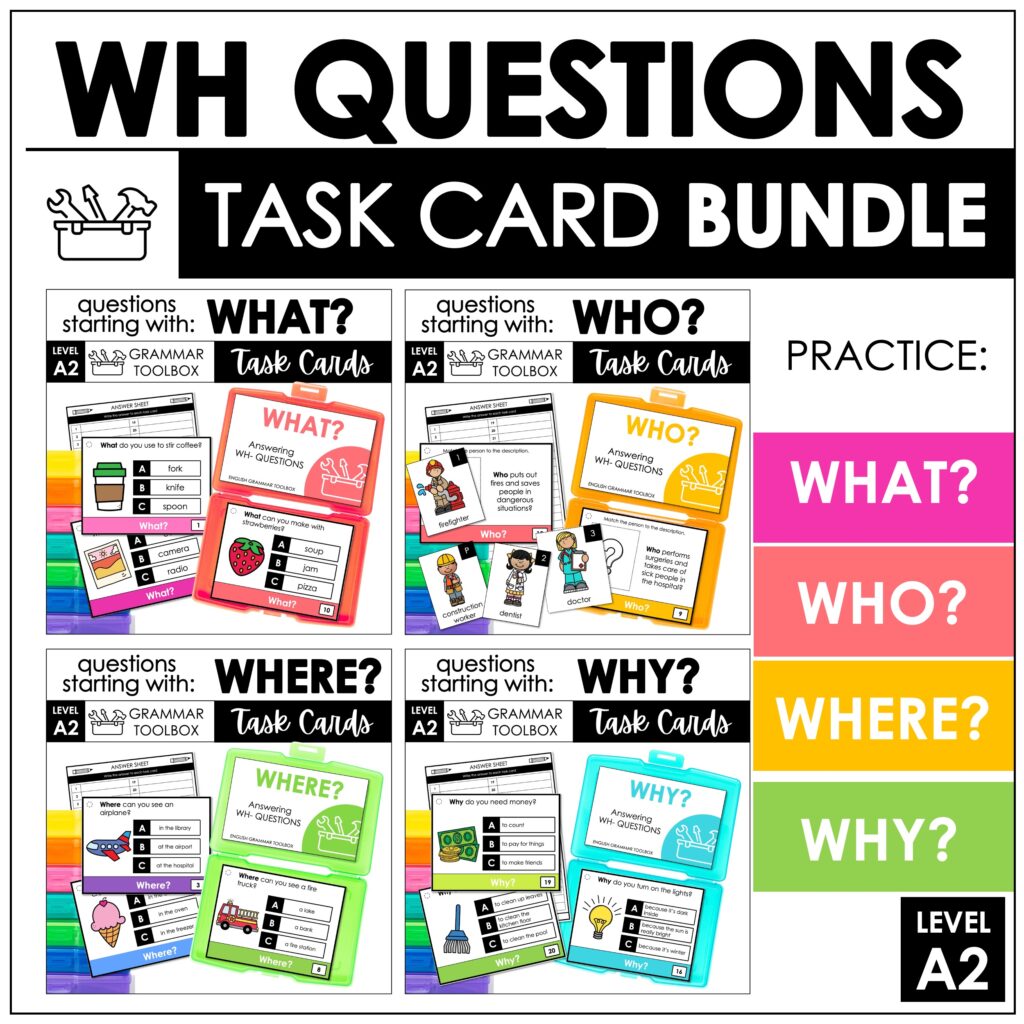 Answering WH Questions | Comprehension Task Card Bundle | What, When ...