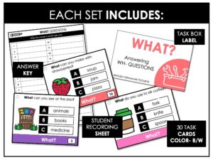 Answering WH Questions | Comprehension Task Card Bundle | What, When ...