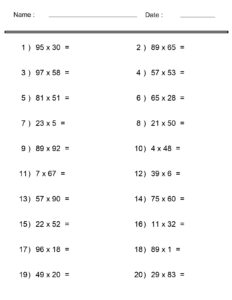 Multiplication Worksheets - Multiple Digit Multiplication Worksheets ...