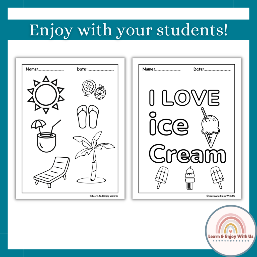 Summer Coloring Pages For Kindergarten And 1st Grade | End Of Year ...