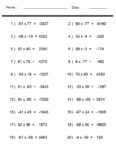 Multiplication Worksheets - Negative Numbers Multiplication Worksheets ...