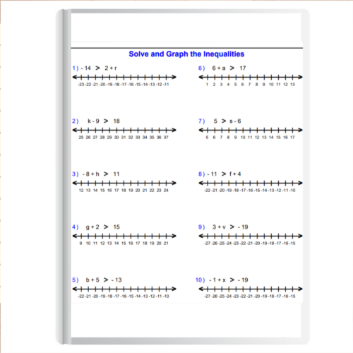 Inequalities Worksheets :One Step Inequalities by Adding and ...