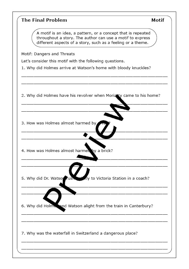 Arthur Conan Doyle "The Final Problem" worksheets | Made By Teachers