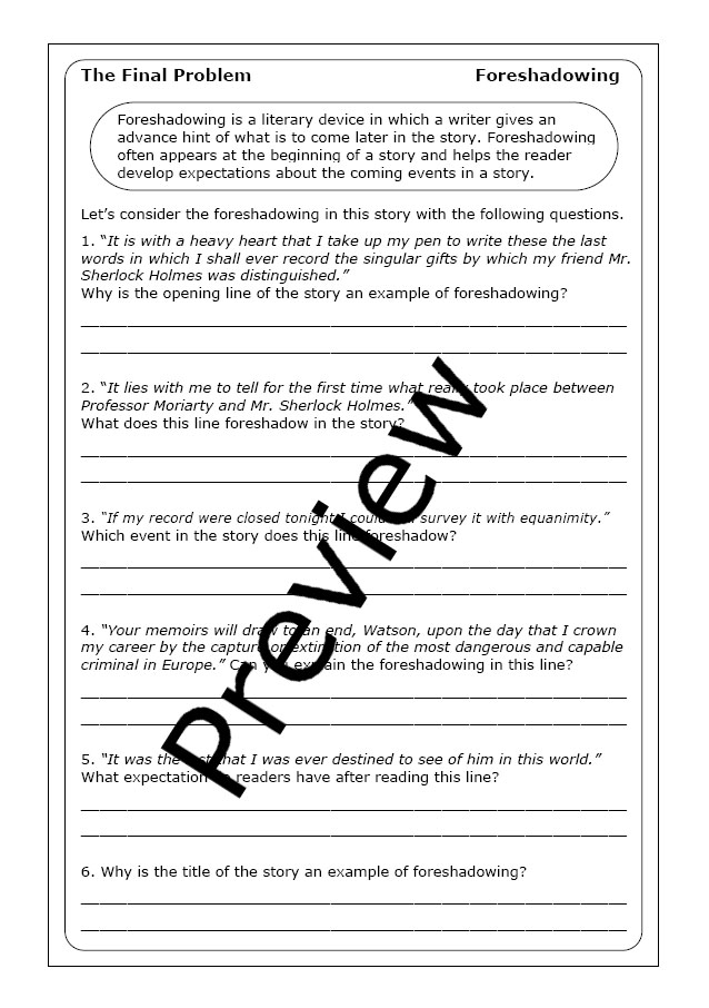 Arthur Conan Doyle "The Final Problem" worksheets | Made By Teachers