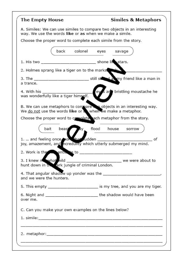 Arthur Conan Doyle "The Adventure of the Empty House" worksheets | Made ...