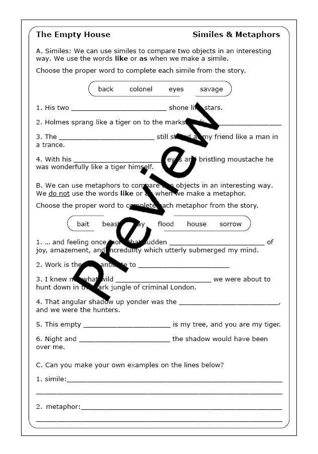 Arthur Conan Doyle "The Adventure of the Empty House" worksheets | Made ...