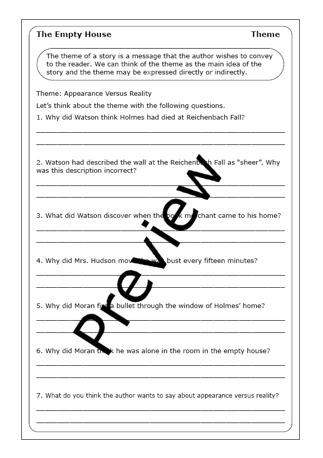 Arthur Conan Doyle "The Adventure of the Empty House" worksheets | Made ...