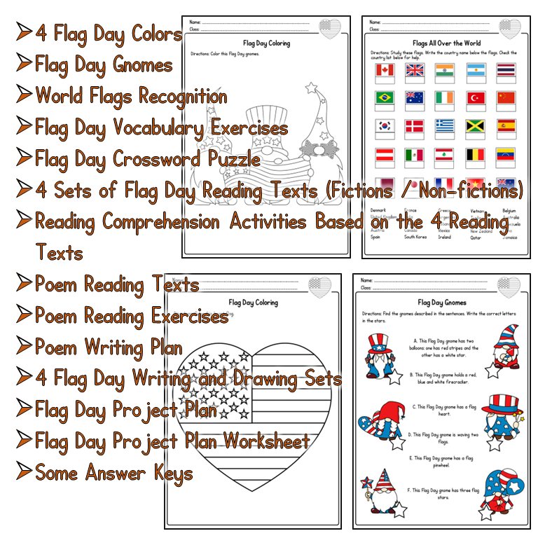 Flag Day No-Prep ELA Worksheets | Made By Teachers