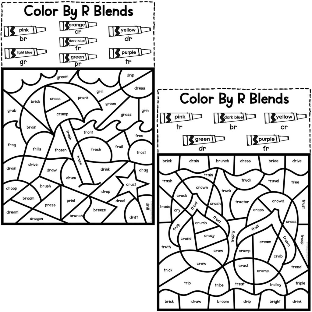 Summer Activities Color by Code R Blends | Made By Teachers