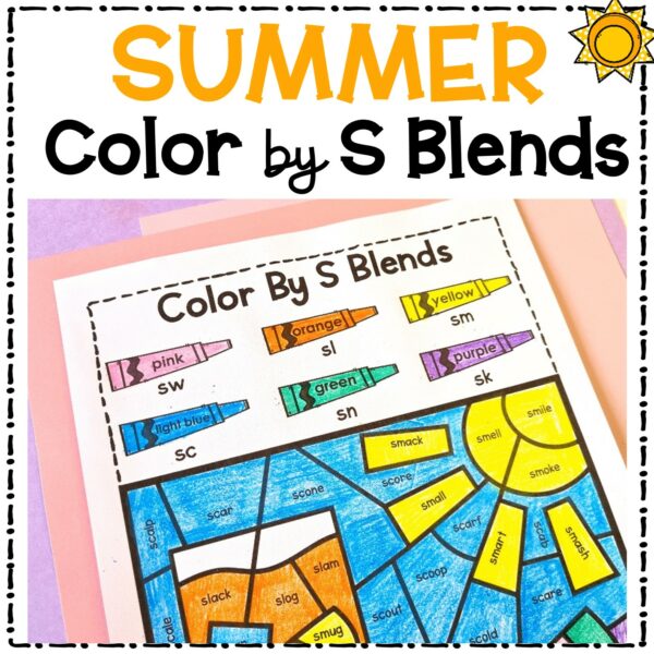 Summer Activities Color by Code S Blends | Made By Teachers