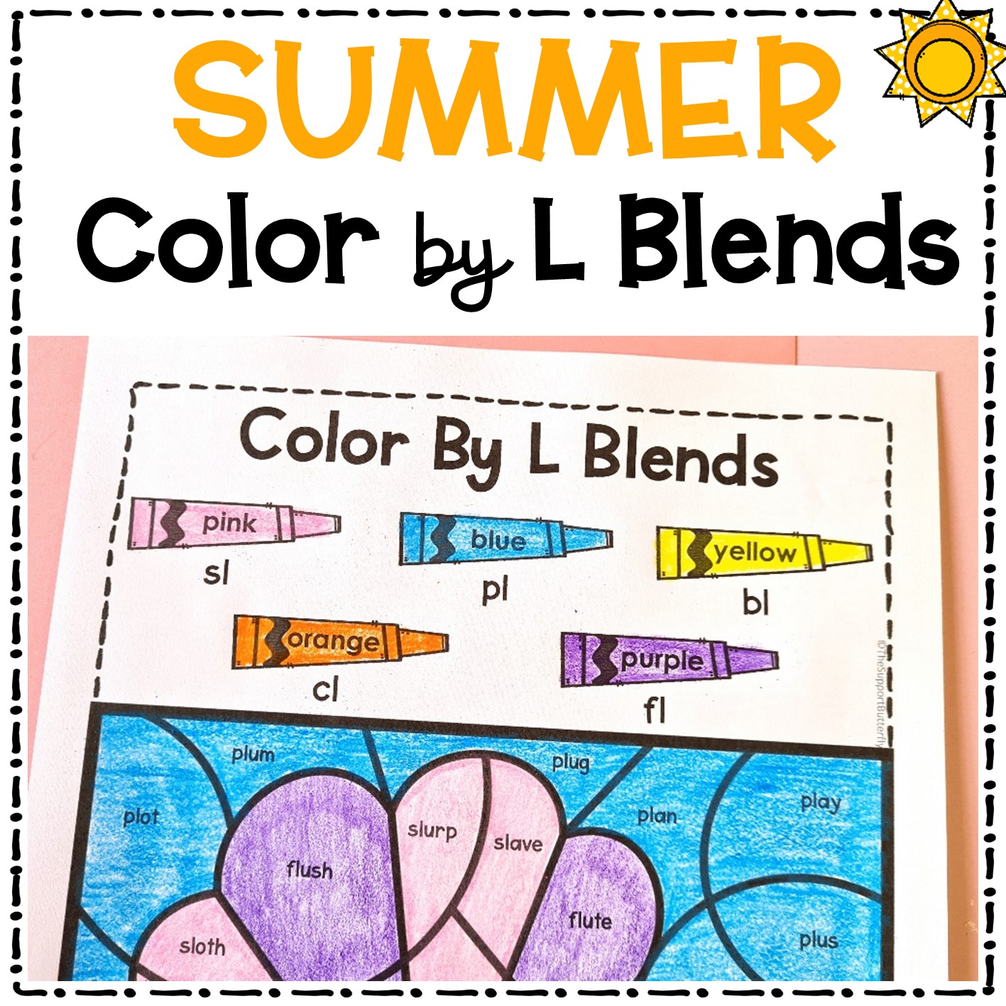 Summer Activities Color by Code L Blends | Made By Teachers