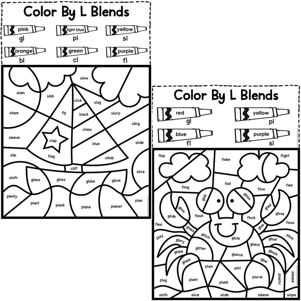 Summer Activities Color by Code L Blends | Made By Teachers
