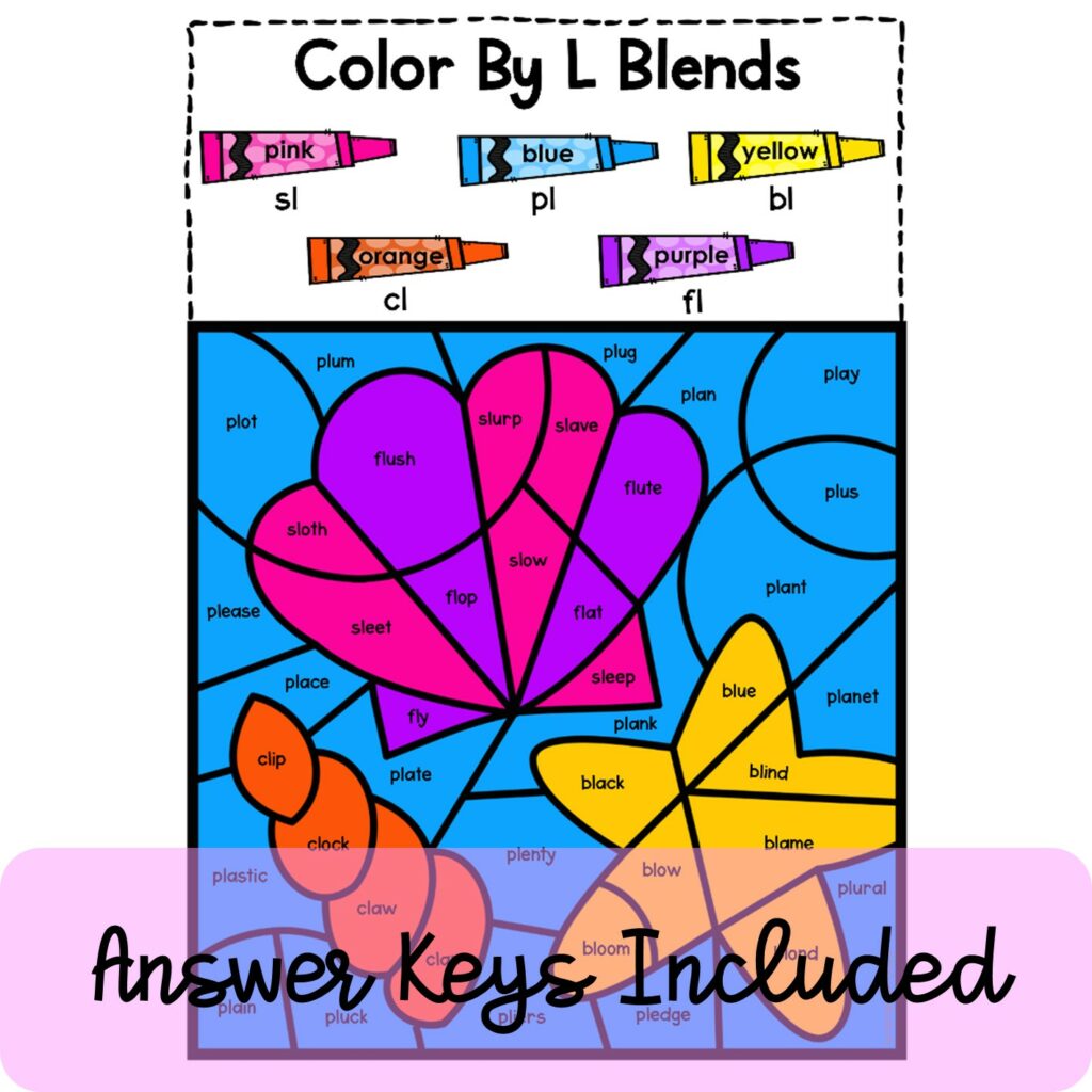 Summer Activities Color by Code L Blends | Made By Teachers