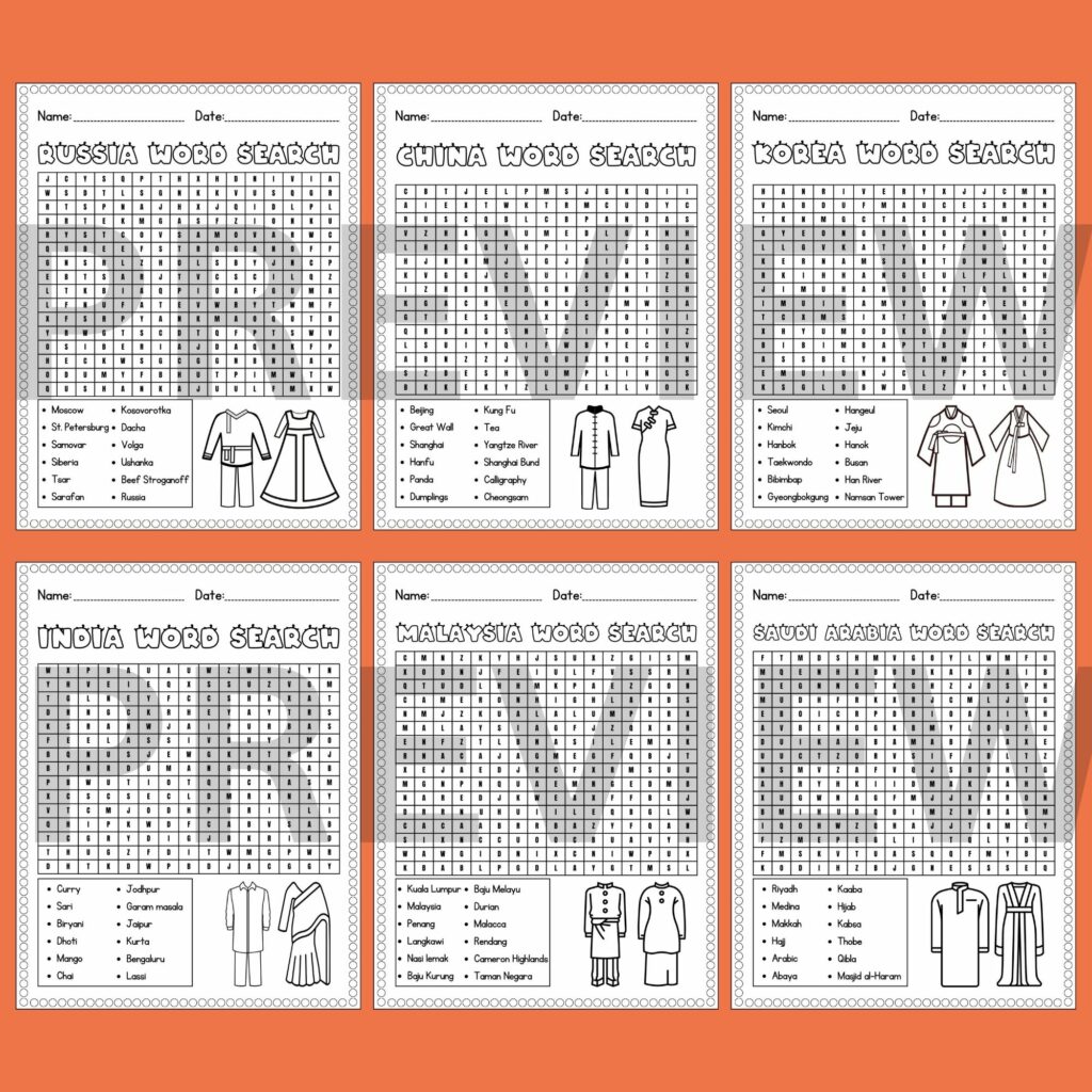 AAPI Heritage Month Traditional Clothes Coloring Pages, Word Search ...