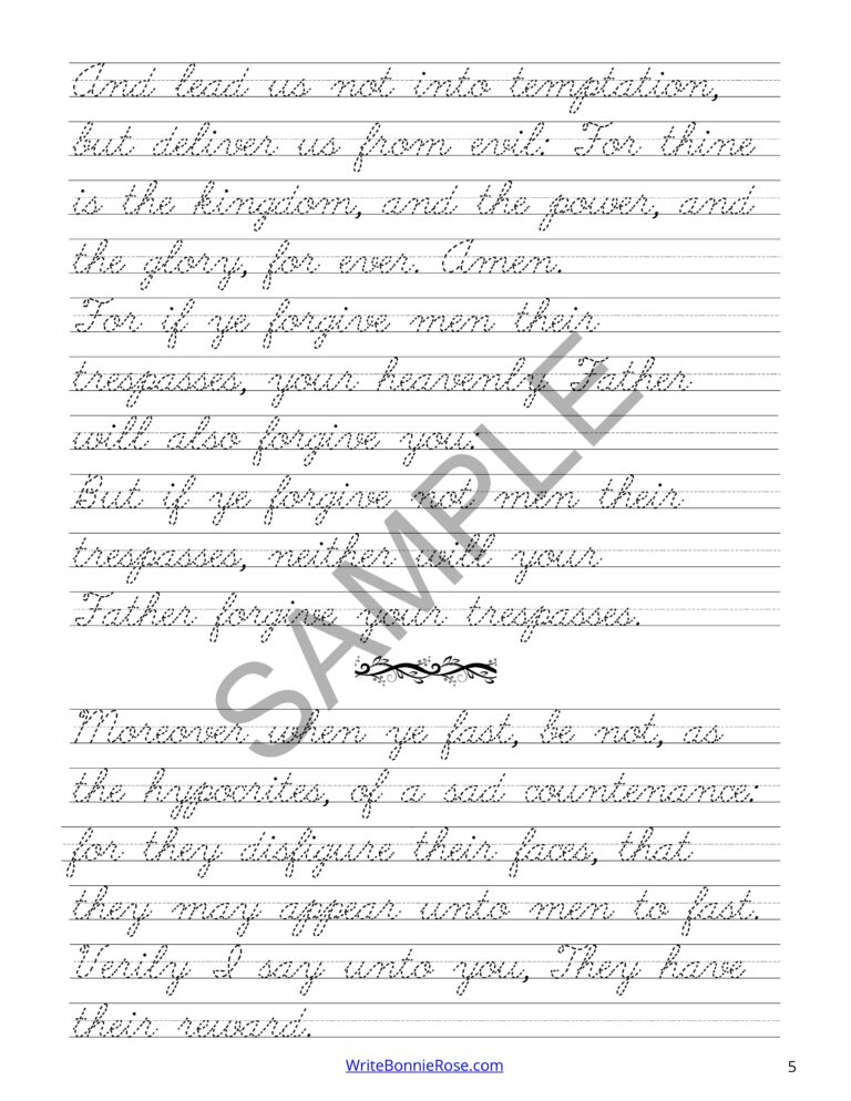 Lord's Prayer and Matthew 6 Cursive Copywork | Made By Teachers