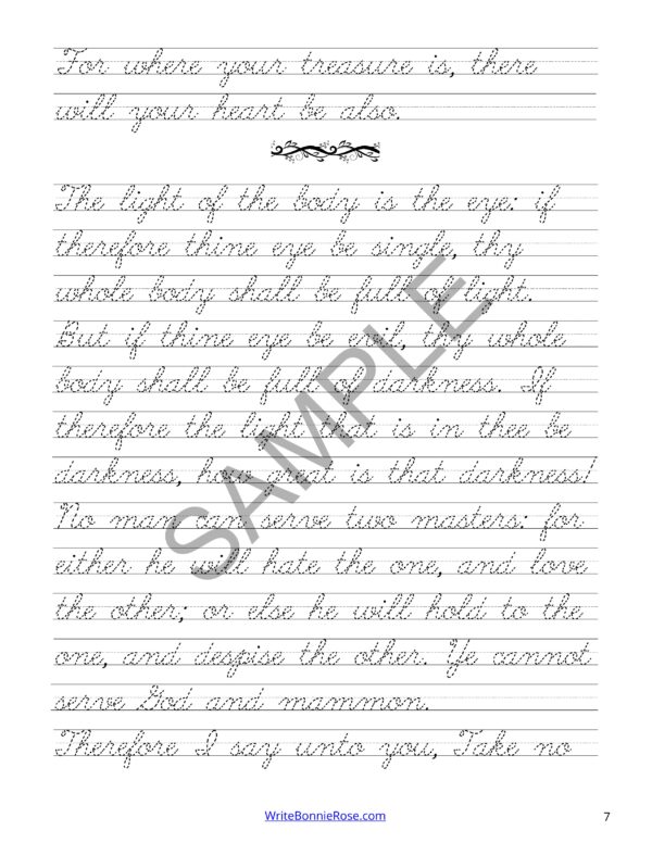 Lord's Prayer and Matthew 6 Cursive Copywork | Made By Teachers