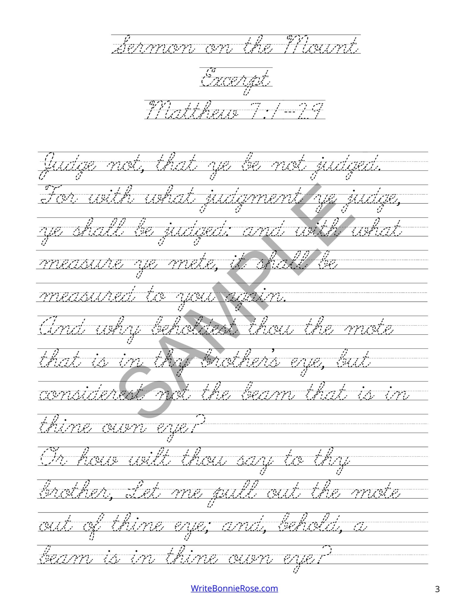 Golden Rule and Matthew 7 Cursive Copywork | Made By Teachers