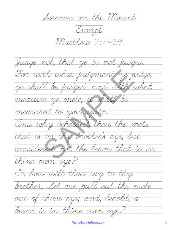 Golden Rule and Matthew 7 Cursive Copywork | Made By Teachers