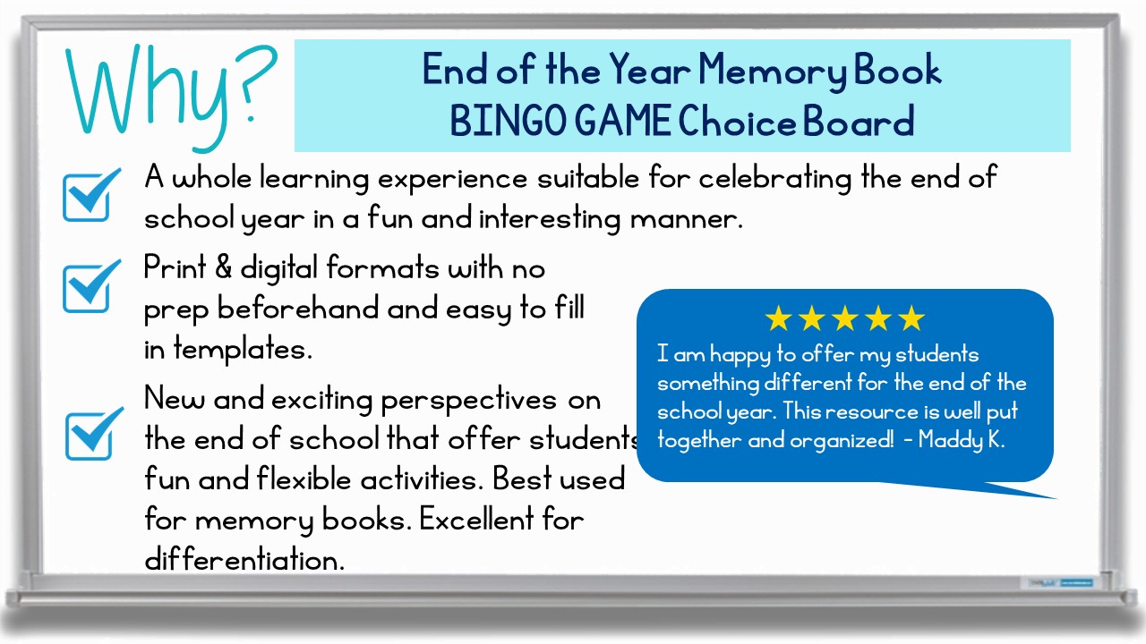 End of the Year Memory Book Bingo Game - Editable Print and Digital ...
