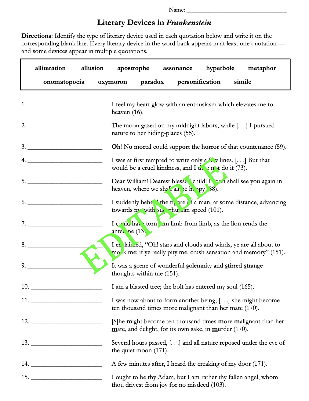 Frankenstein by Mary Shelley COMPLETE UNIT: Quizzes, Discussion ...