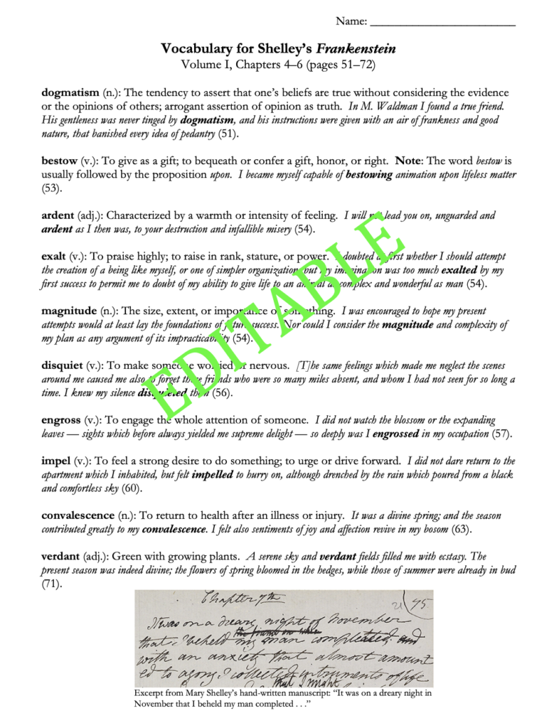 Frankenstein by Mary Shelley COMPLETE UNIT: Quizzes, Discussion ...