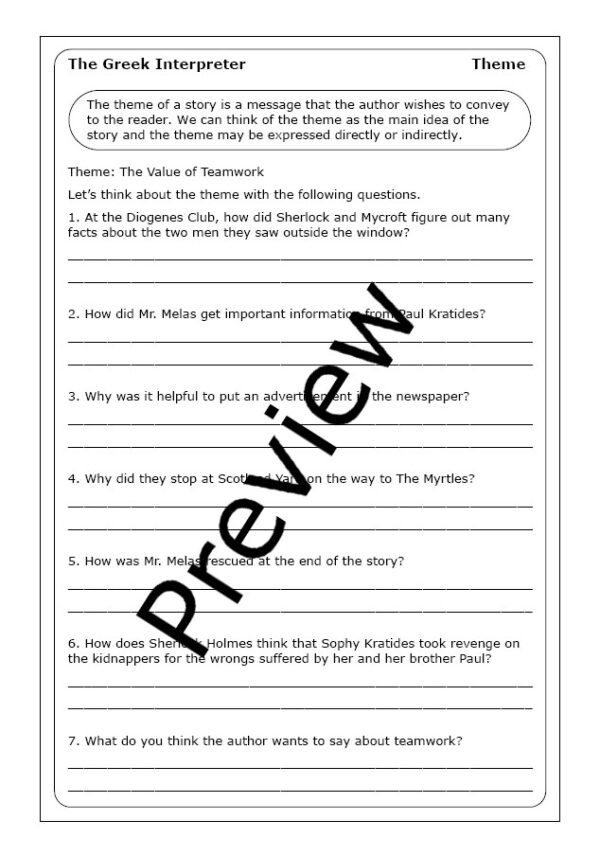 Arthur Conan Doyle "The Greek Interpreter" worksheets | Made By Teachers