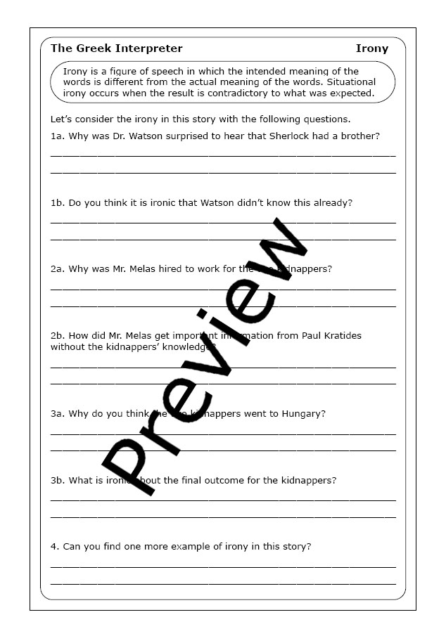 Arthur Conan Doyle "The Greek Interpreter" worksheets | Made By Teachers