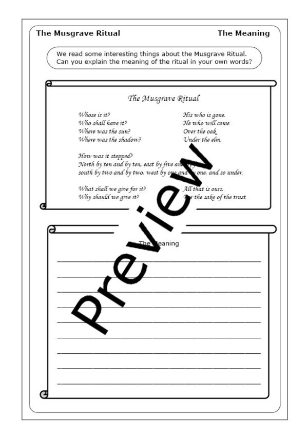 Arthur Conan Doyle "The Musgrave Ritual" worksheets | Made By Teachers
