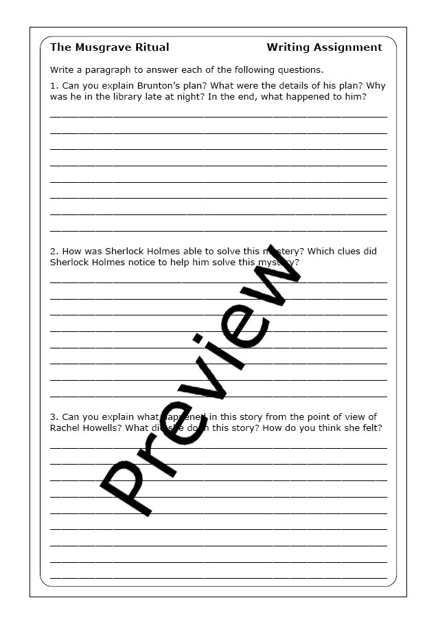 Arthur Conan Doyle "The Musgrave Ritual" worksheets | Made By Teachers