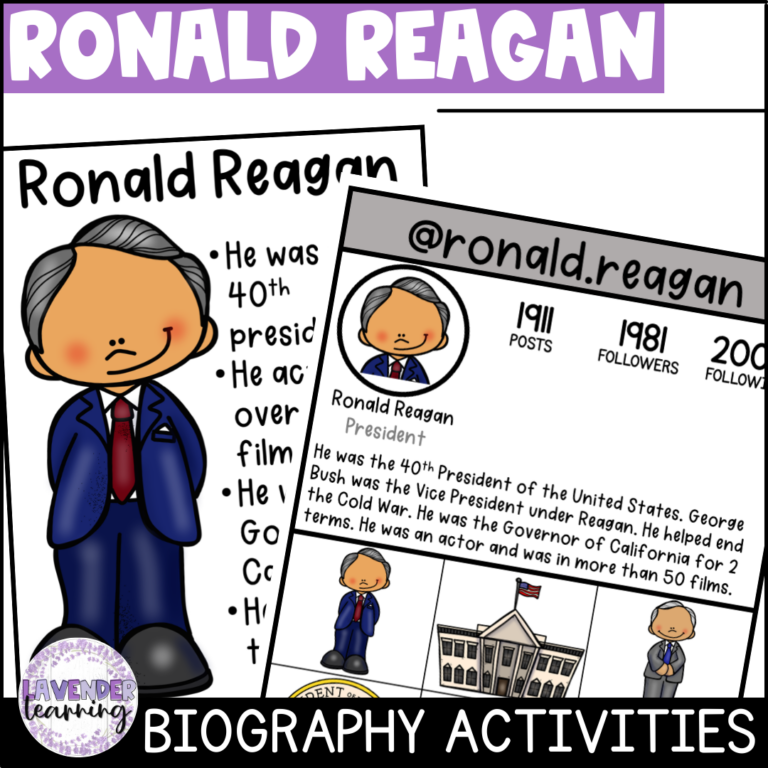 Ronald Reagan Biography Activities, Worksheets, Report - Presidents ...