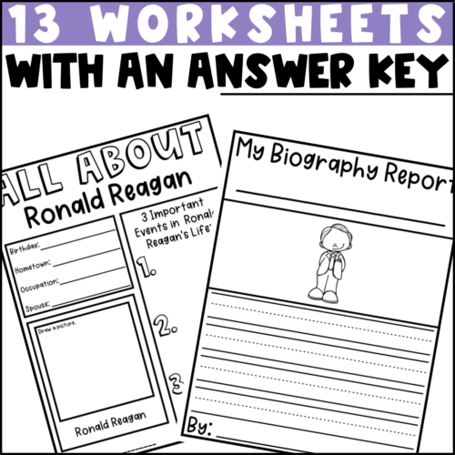 Ronald Reagan Biography Activities, Worksheets, Report - Presidents ...