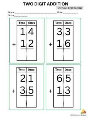Adaptive Resources | Two Digit Addition & Subtraction without ...